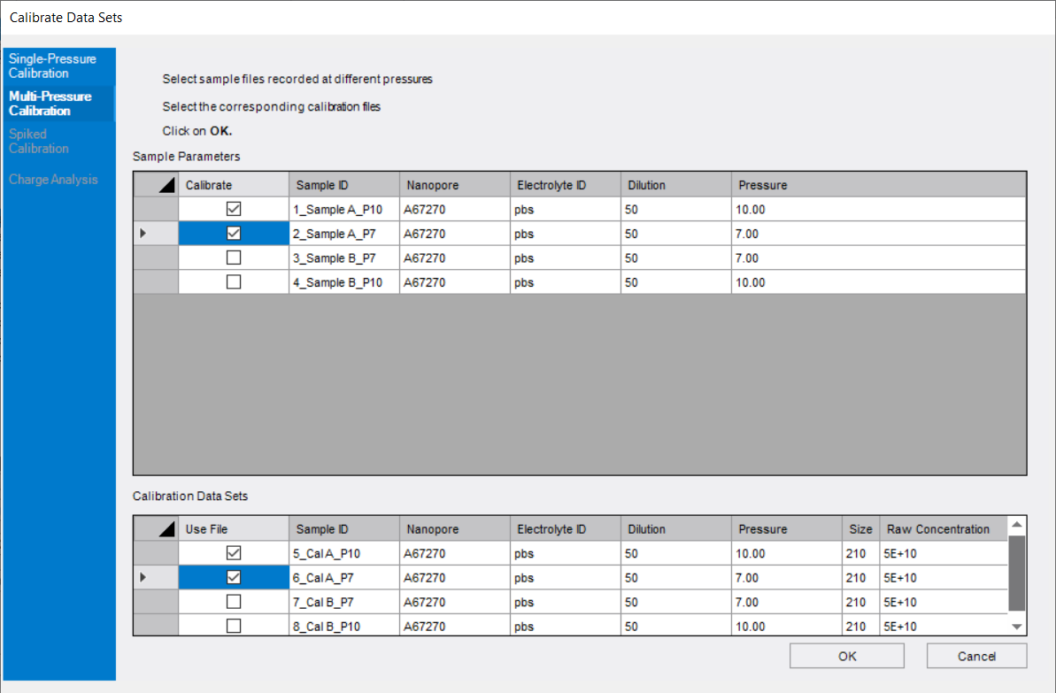 How do I calibrate the sample measurements?